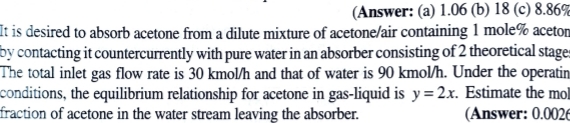It is desired to absorb acetone from a dilute mixture | Chegg.com