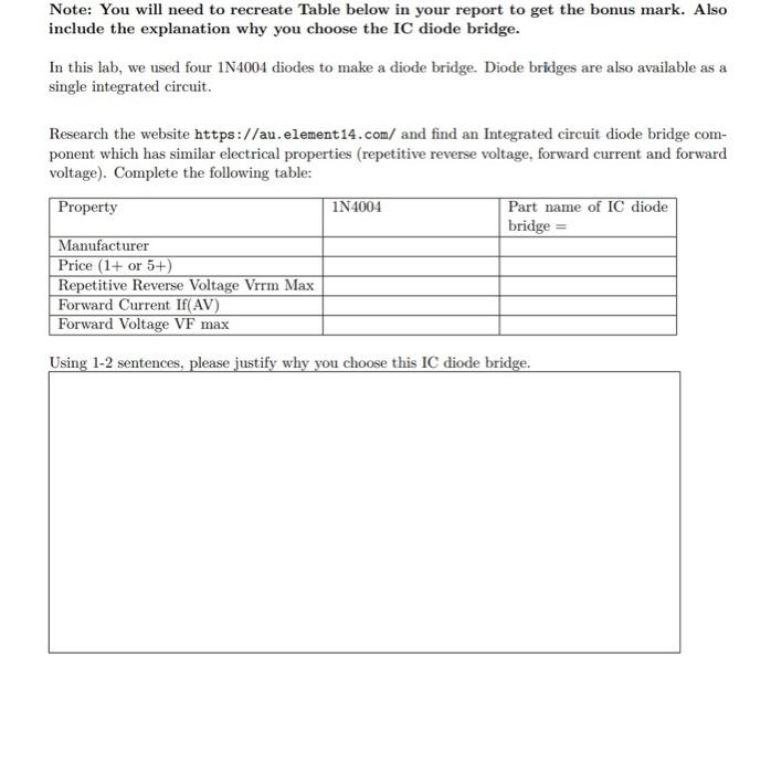 Solved The results for this lab are to be tabulated in TABLE | Chegg.com