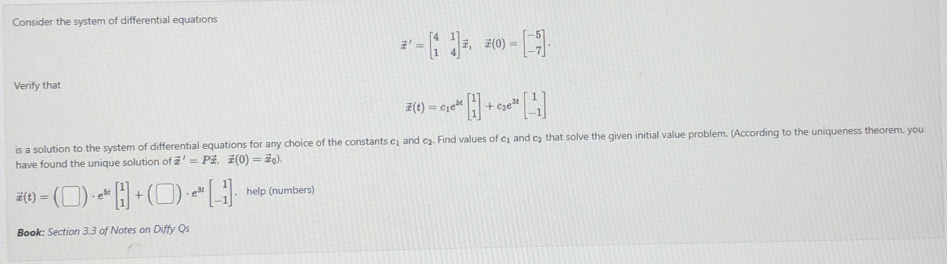 Solved Consider the system of differential | Chegg.com