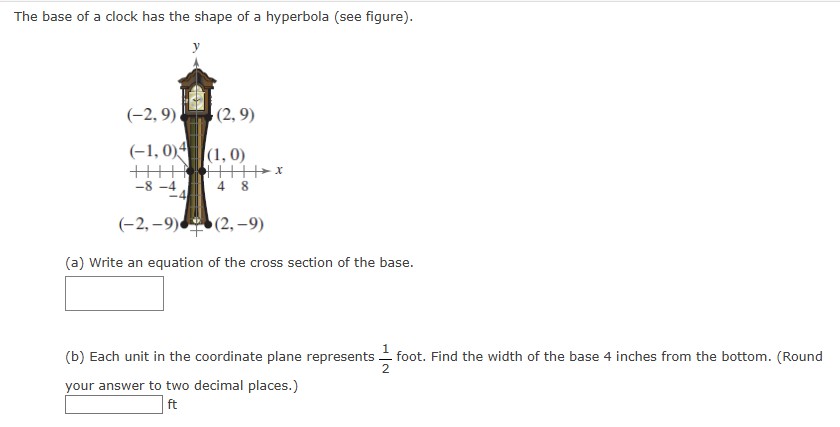 The base of a clock has the shape of a hyperbola (see | Chegg.com
