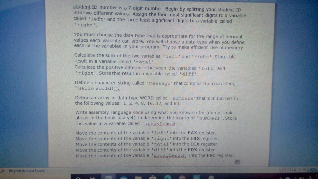 student ID number is a 7-digit number. Begin by | Chegg.com