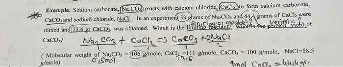 Solved Example: Sodium carbonate, Na2CO3, reacts with | Chegg.com