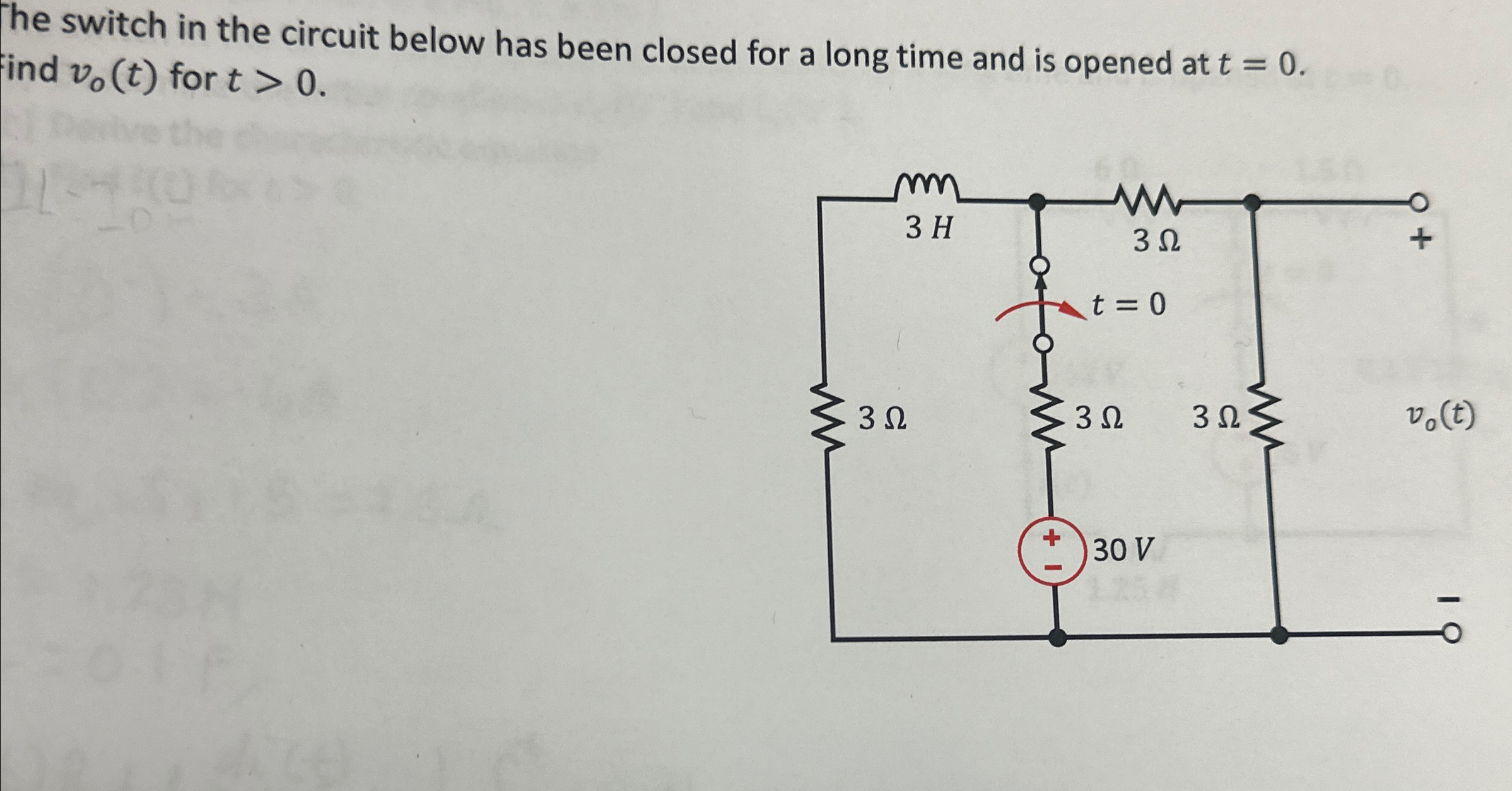 Solved The switch in the circuit below has been closed for a | Chegg.com