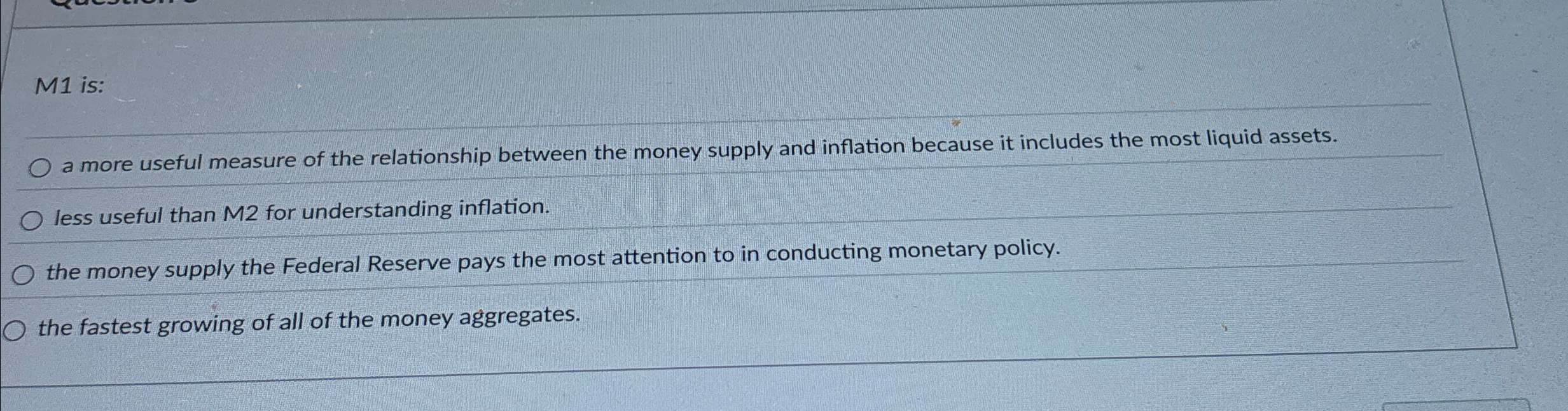 Solved M1 ﻿is:a more useful measure of the relationship | Chegg.com