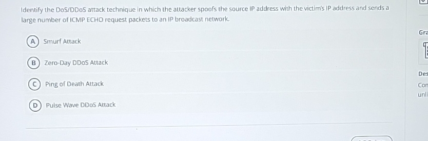 Solved Identify the DoS/DDoS attack technique in which the | Chegg.com
