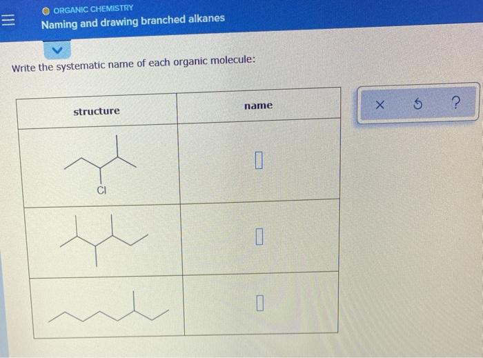 Solved ORGANIC CHEMISTRY Naming and drawing branched alkanes | Chegg.com
