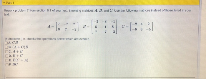 Solved - Part 1 Rework problem 7 from section 6.1 of your | Chegg.com