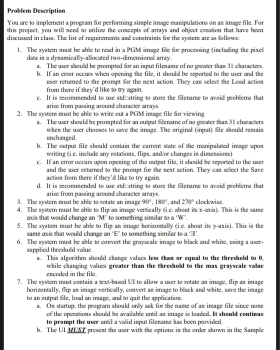 Problem Description You are to implement a program | Chegg.com