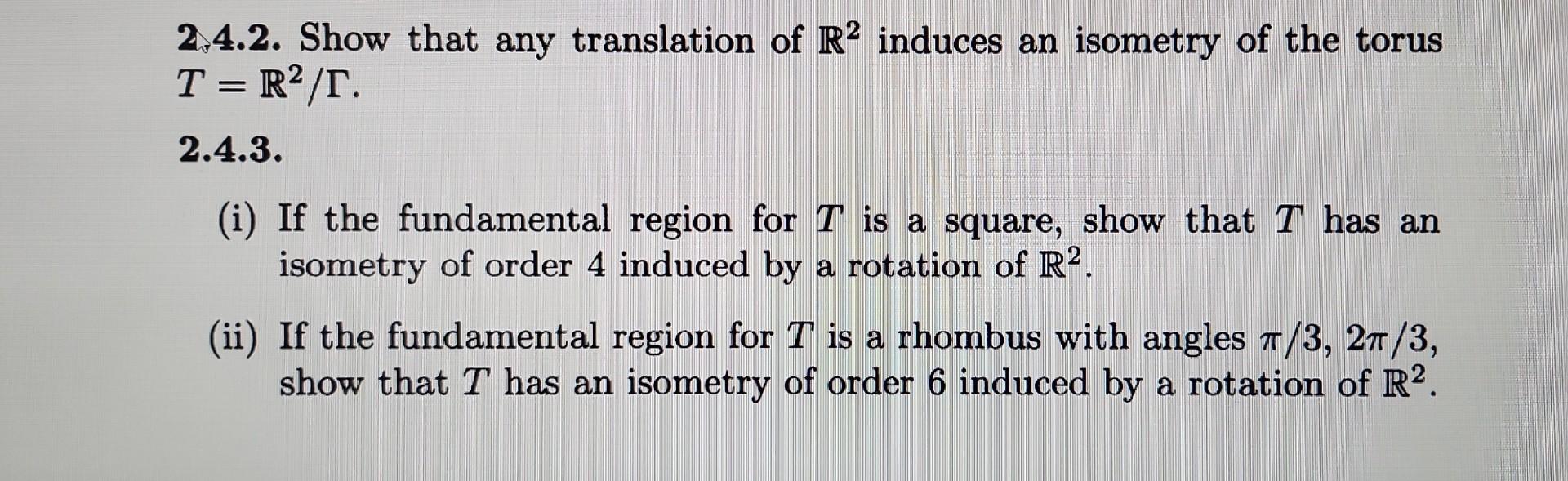Solved 24.2. Show that any translation of R2 induces an | Chegg.com