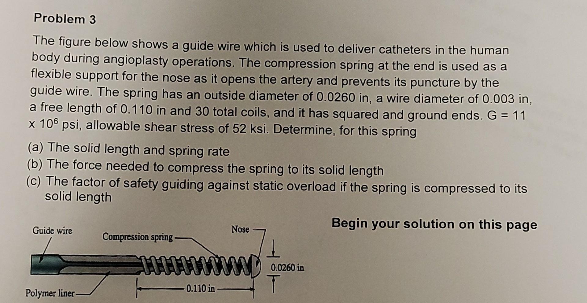Solved Problem 1 A helical compression spring with squared | Chegg.com