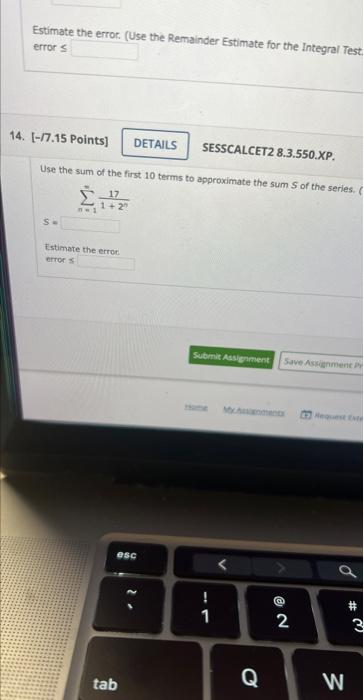 Solved Estimate the error. fuse the Remainder Estimate for | Chegg.com