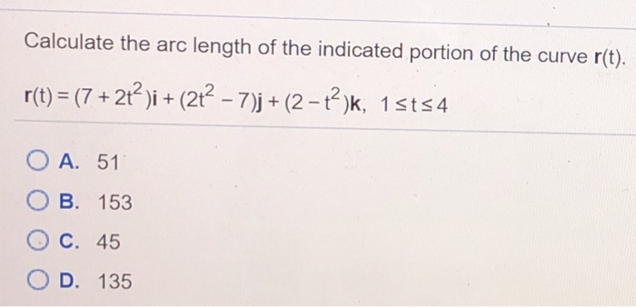Solved Calculate the arc length of the indicated portion of | Chegg.com