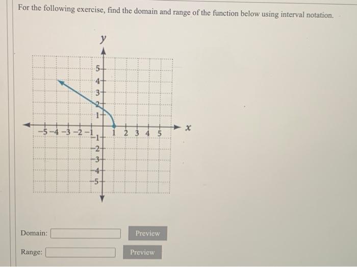 Solved For the following exercise, find the domain and range | Chegg.com
