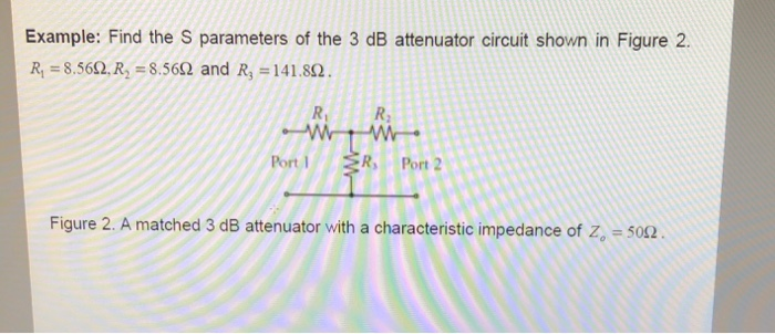Solved Example: Find the S parameters of the 3 dB attenuator | Chegg.com