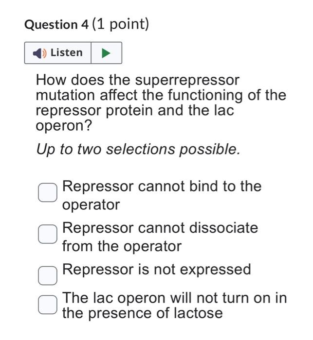 Solved epressor protein and the lac peron? Ip to two | Chegg.com
