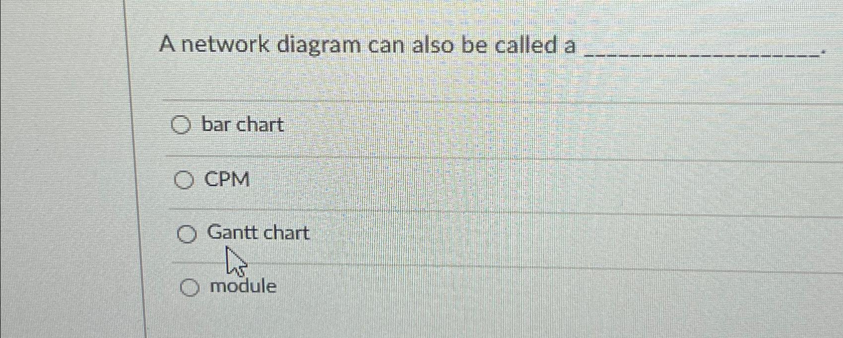Solved A network diagram can also be called abar | Chegg.com