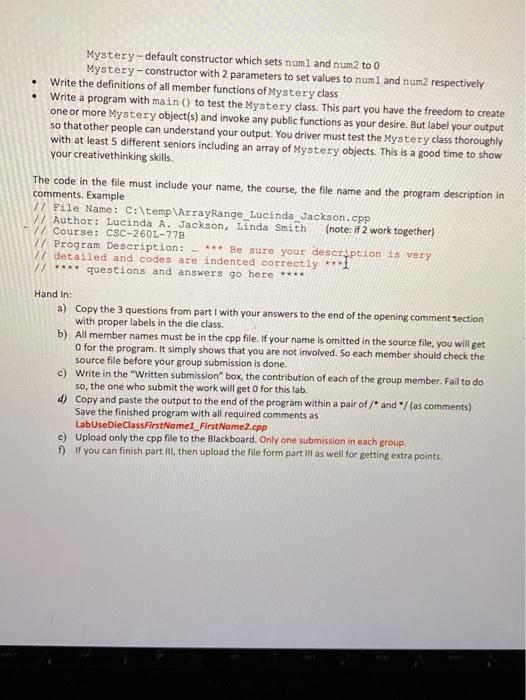 Solved CSC 260L Laboratory 4 Using and Writing Class . . . | Chegg.com