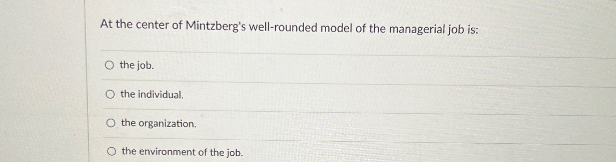 Solved At the center of Mintzberg's well-rounded model of | Chegg.com