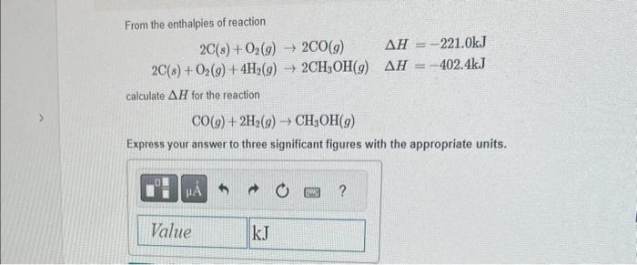 Solved From the enthalpies of reaction | Chegg.com