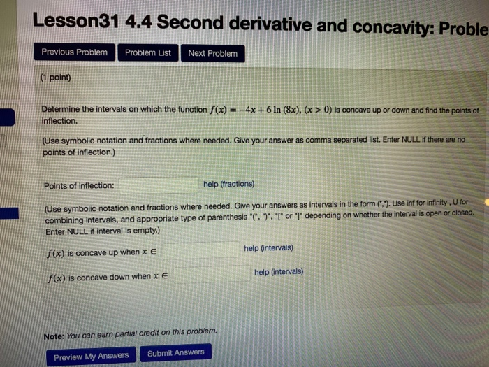 Solved 207 Lesson3144 Secondderivative And Concavity 12 6364