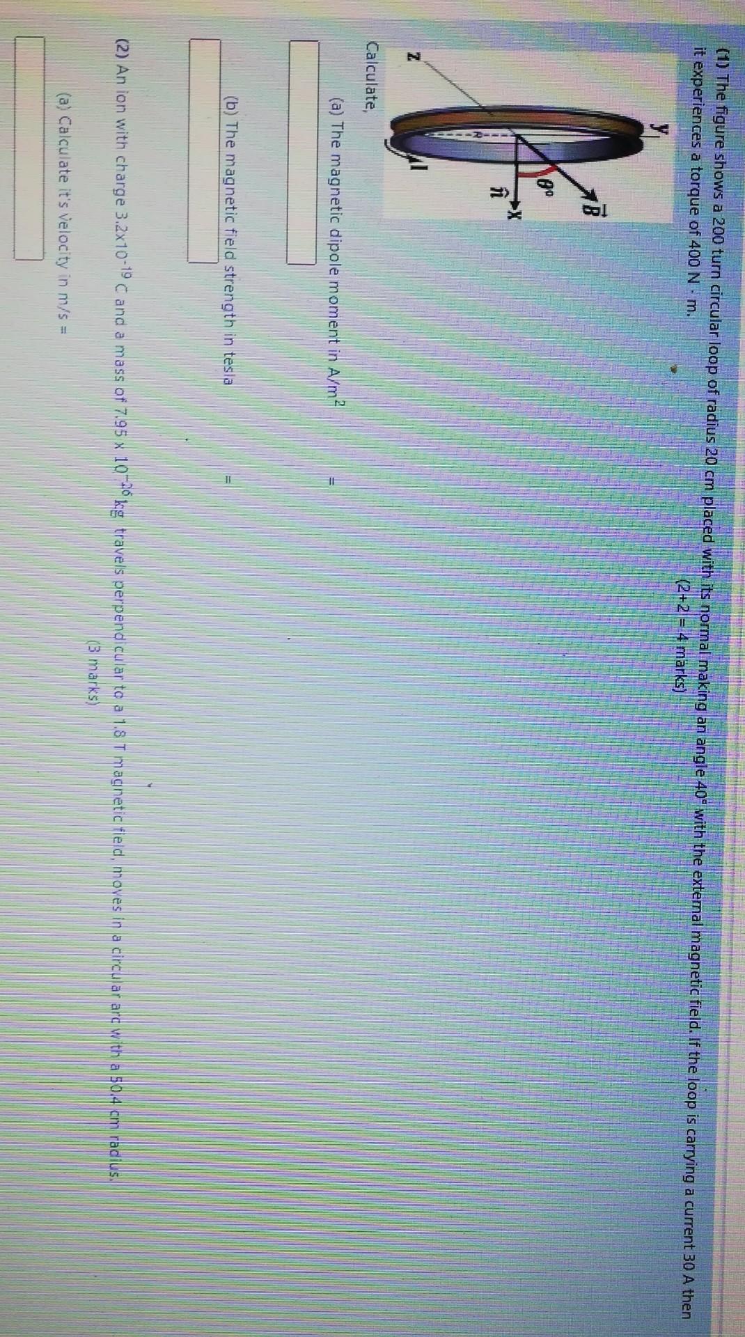 Solved (1) The figure shows a 200 turn circular loop of | Chegg.com