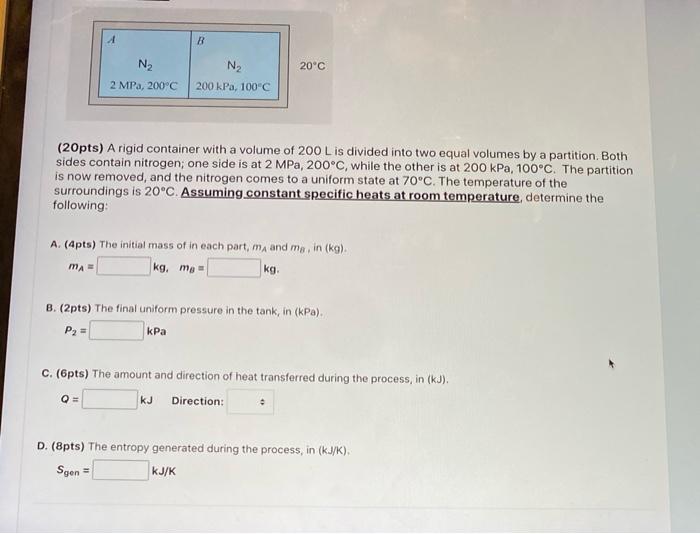 Solved R 20'C N2 2 MPa, 200°C N2 200 kPa, 100°C (20pts) A | Chegg.com