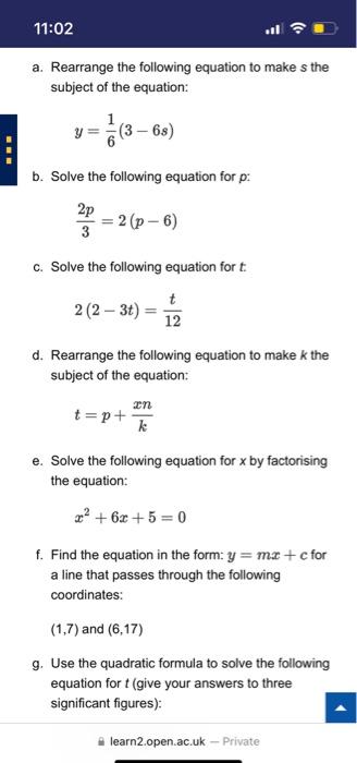 Solved a. Rearrange the following equation to make s the | Chegg.com