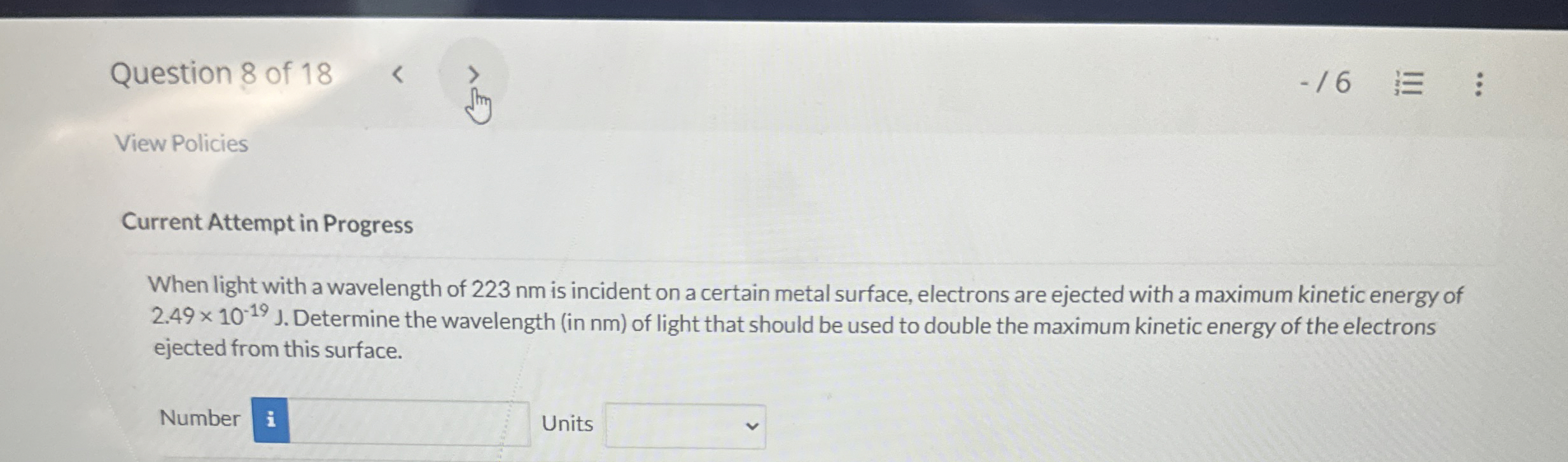 Solved Question 8 ﻿of 18-16View PoliciesCurrent Attempt in | Chegg.com