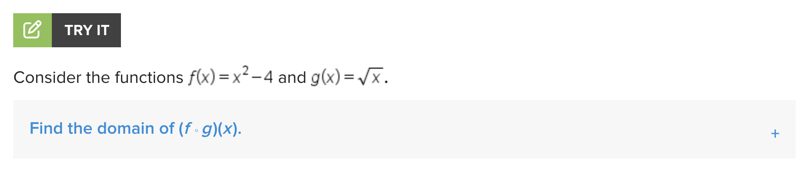 Solved Consider the functions f(x)=x2-4 ﻿and g(x)=x2.Find | Chegg.com