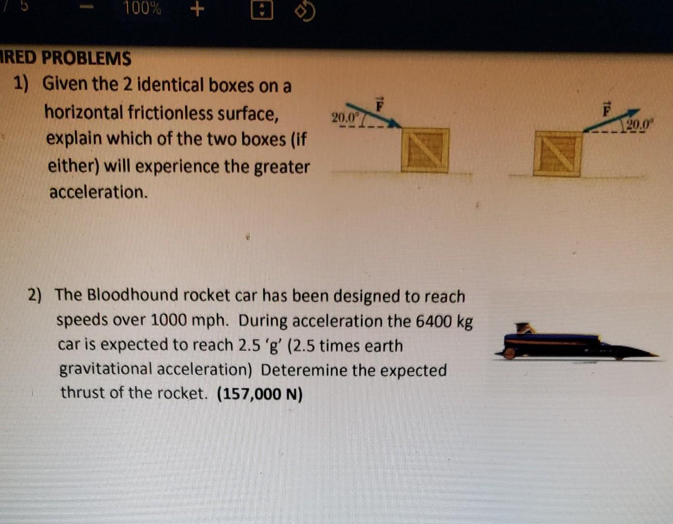 Solved 1) Given the 2 identical boxes on a horizontal | Chegg.com