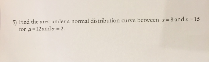 Solved 5) Find the area under a normal distribution curve | Chegg.com