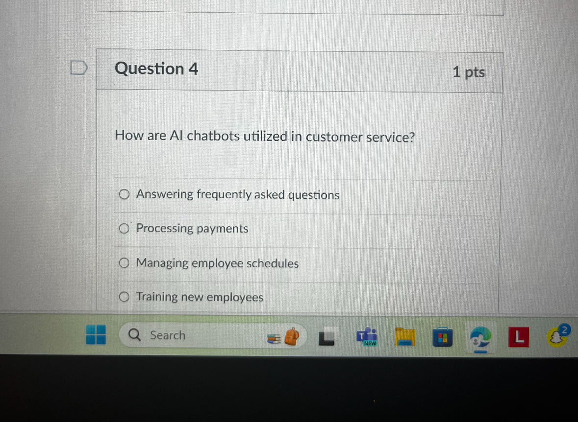 Solved Question 41 ﻿ptsHow are Al chatbots utilized in | Chegg.com