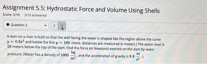 Solved Assignment 5.5: Hydrostatic Force and Volume Using | Chegg.com