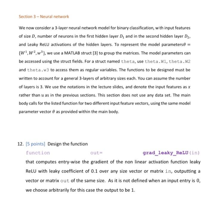 Solved Section 3 - Neural network We now consider a 3-layer | Chegg.com