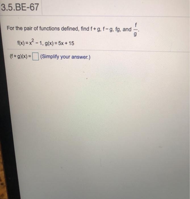 Solved 3.5.BE-67 For the pair of functions defined, find | Chegg.com