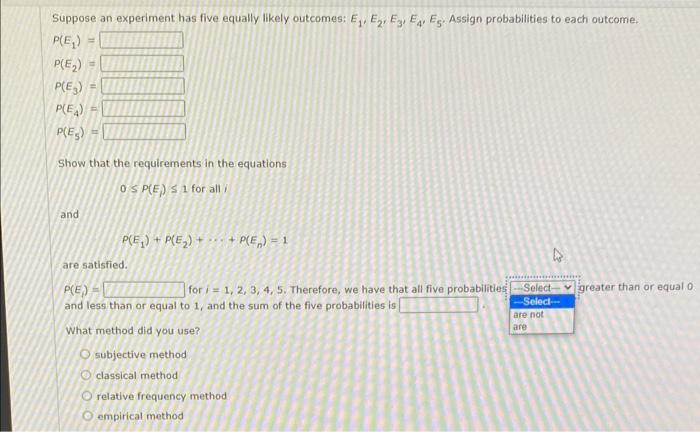 Solved Suppose an experiment has five equally likely | Chegg.com