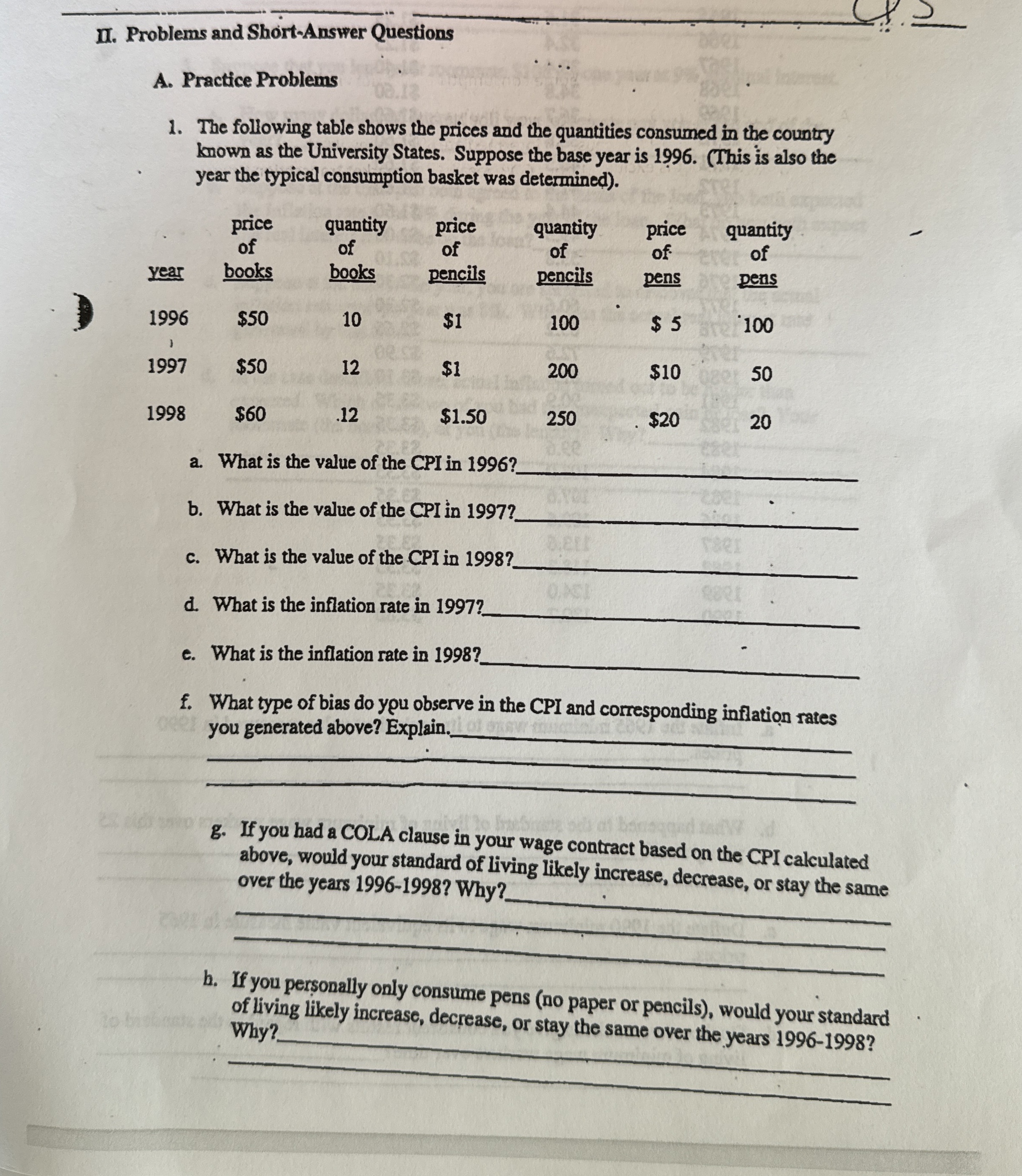 Solved II. ﻿Problems and Short-Answer QuestionsA. ﻿Practice | Chegg.com