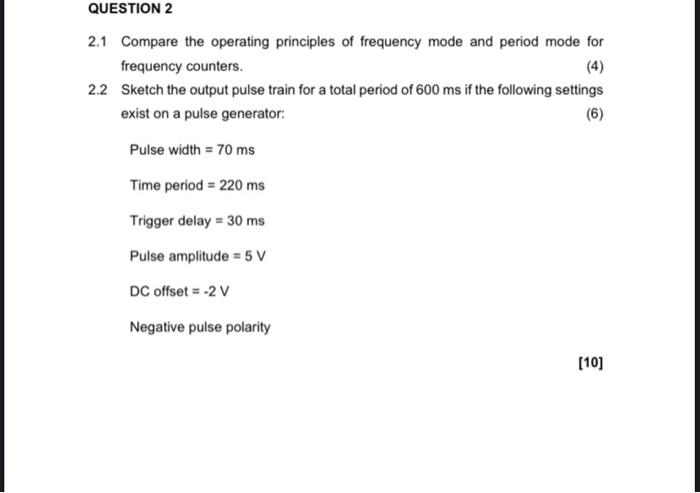 Solved 2.1 Compare the operating principles of frequency | Chegg.com