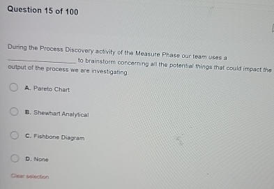 Solved Question 15 ﻿of 100During the Process Discovery | Chegg.com