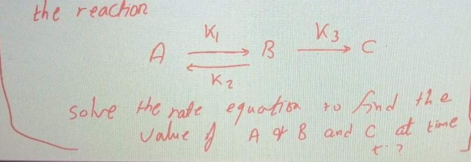 Solved the reaction ki K3 . A > 3 ка to and the solve the | Chegg.com