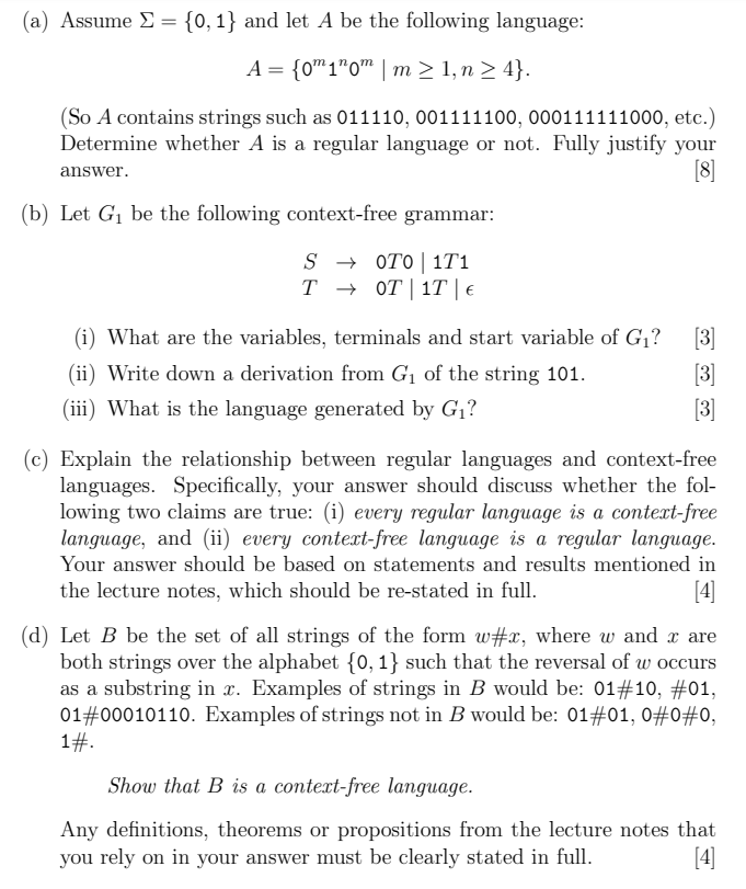 Solved (a) ﻿Assume Σ={0,1} ﻿and let A ﻿be the following | Chegg.com