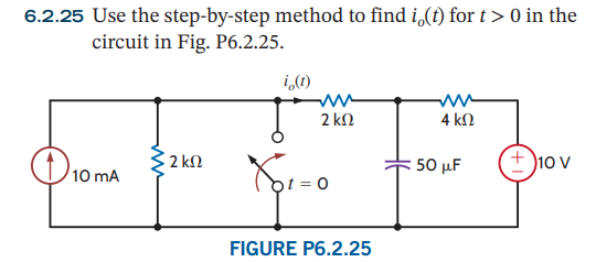 Solved 6.2.25 ﻿Use the step-by-step method to find io(t) | Chegg.com