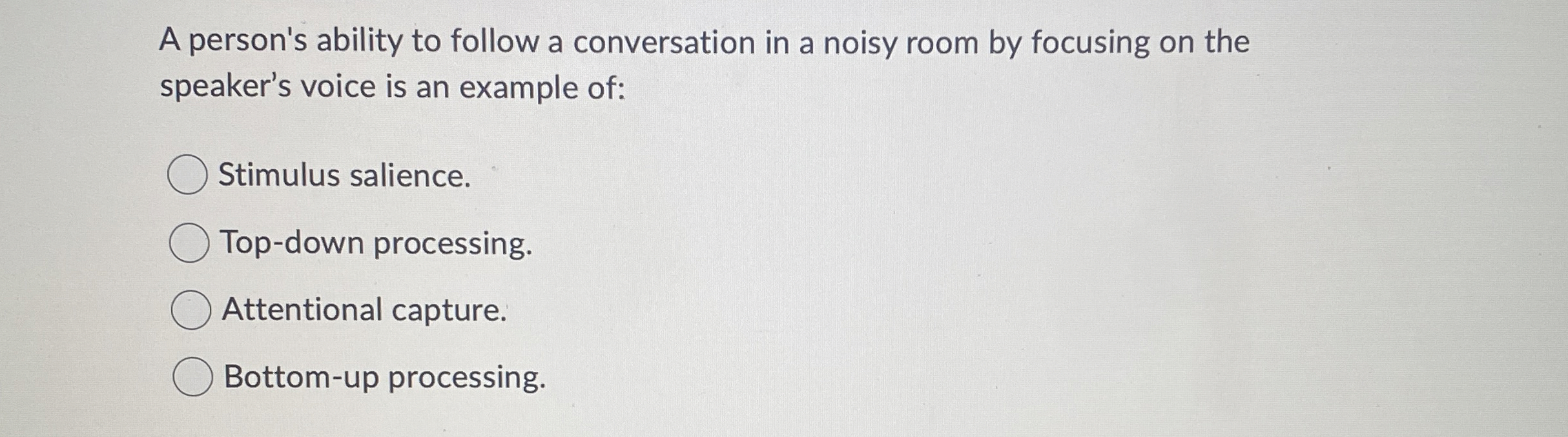 Solved A person's ability to follow a conversation in a | Chegg.com