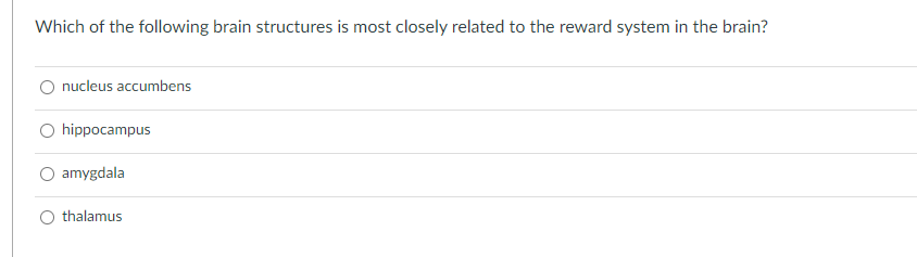 Solved Which of the following brain structures is most | Chegg.com