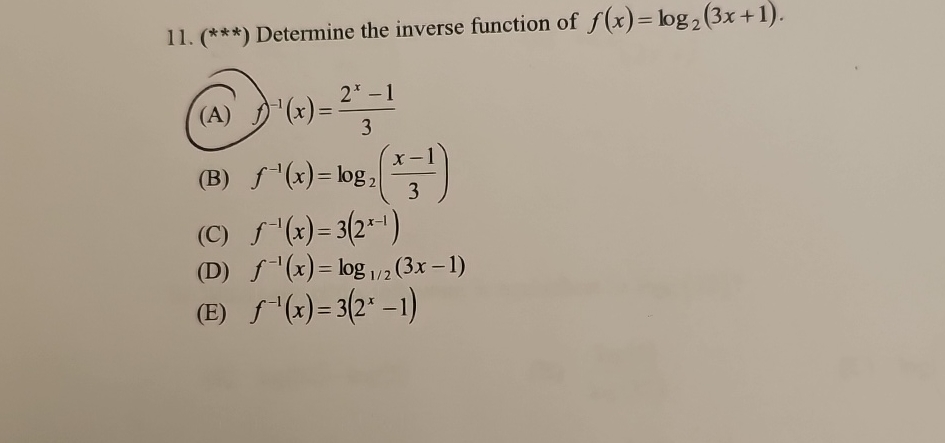 Solved (***) ﻿Determine the inverse function of | Chegg.com