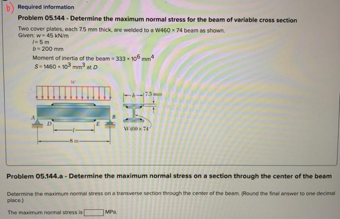 Solved Problem 05.144 - Determine the maximum normal stress | Chegg.com