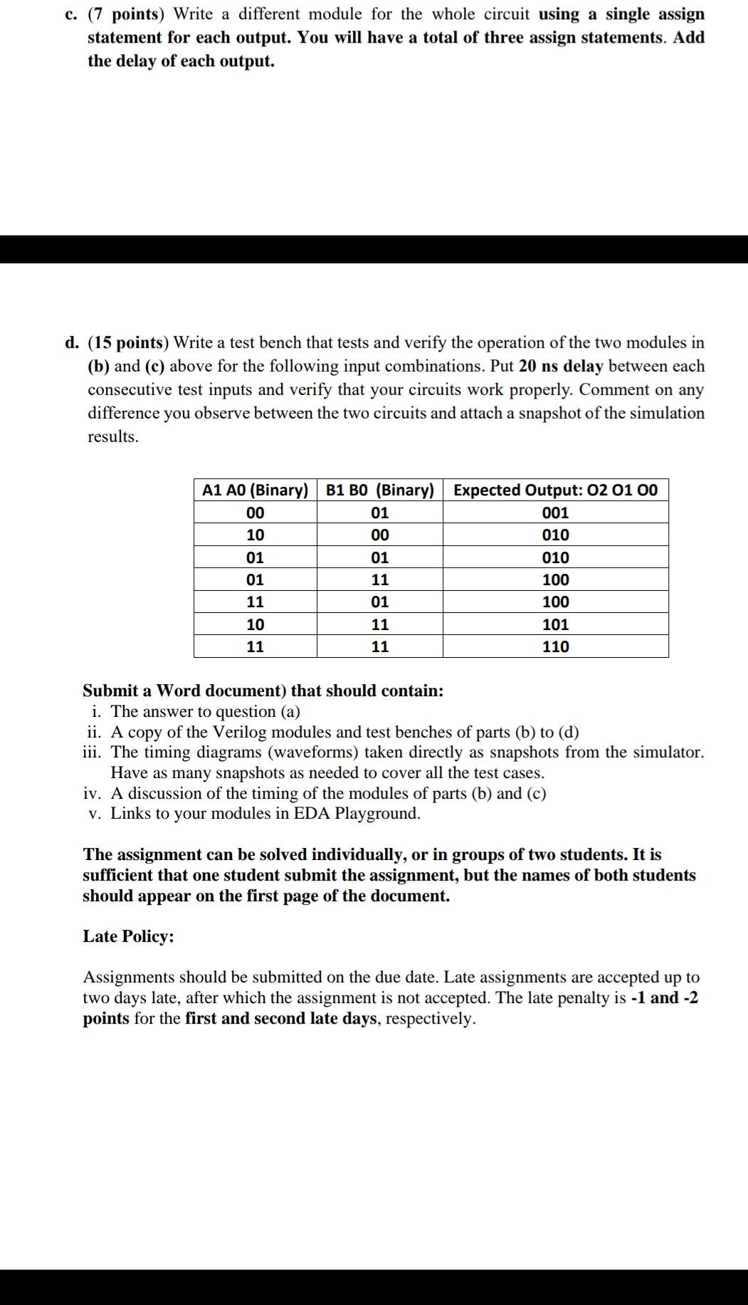 Solved COE 202 Digital Logic Design, Verilog Assignment 1, | Chegg.com