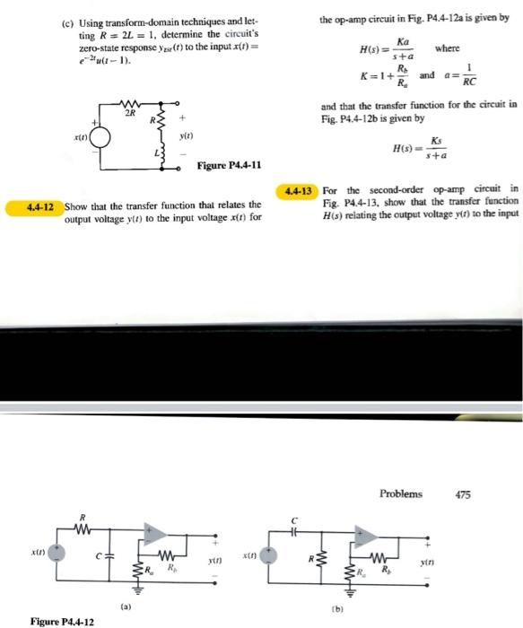 Solved the op-amp circuit in Fig. P4.4-12a is given by (c) | Chegg.com