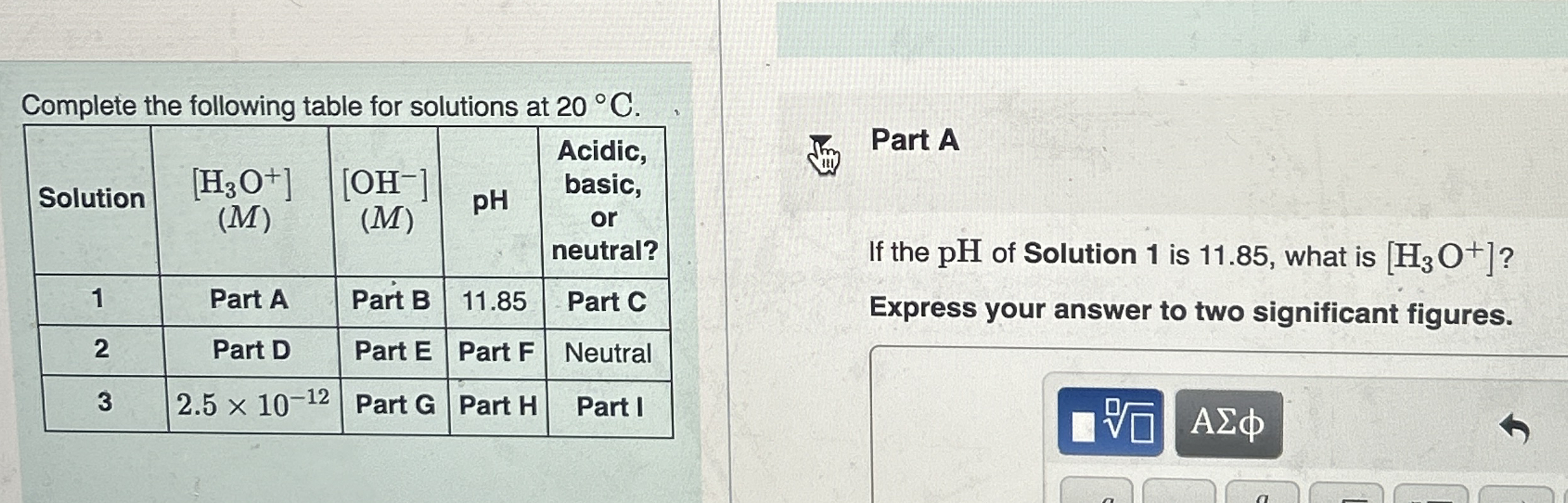 Solved Complete the following table for solutions at | Chegg.com