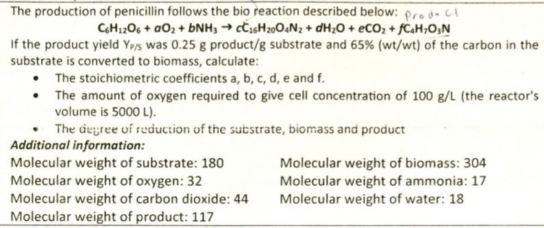 Solved biochemical engineering show me all steps please | Chegg.com